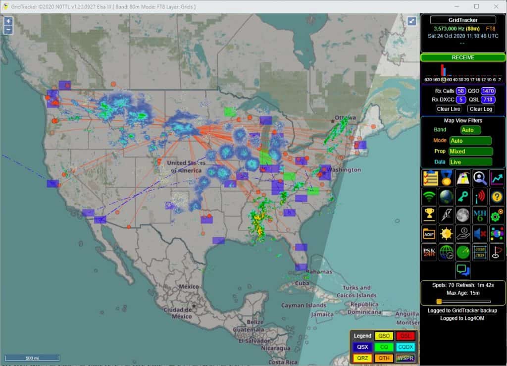 GridTracker, WSJT-X and Log4OM - Awesome Map!